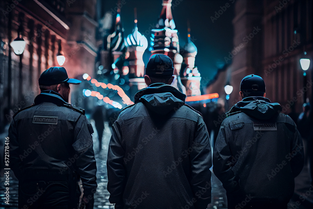 Russian police patrol around Red square in Moscow Stock Illustration ...