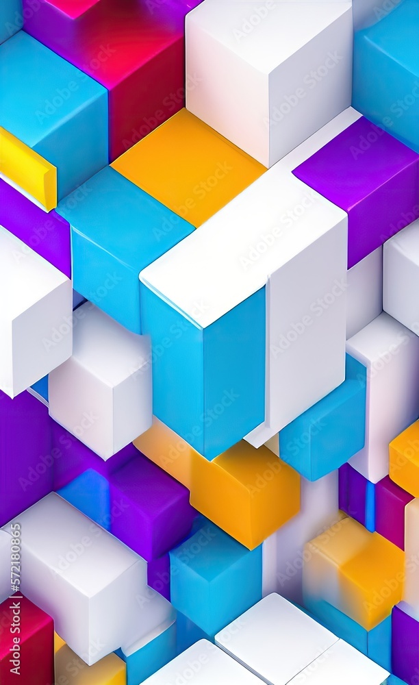 3d rendering illustration of colorful cubes background. Generative ai ...