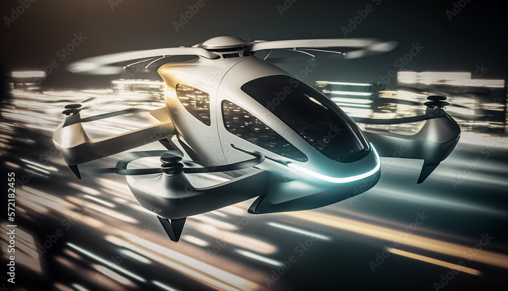 Passenger Autonomous Aerial Vehicle AAV. Future of urban air mobility ...