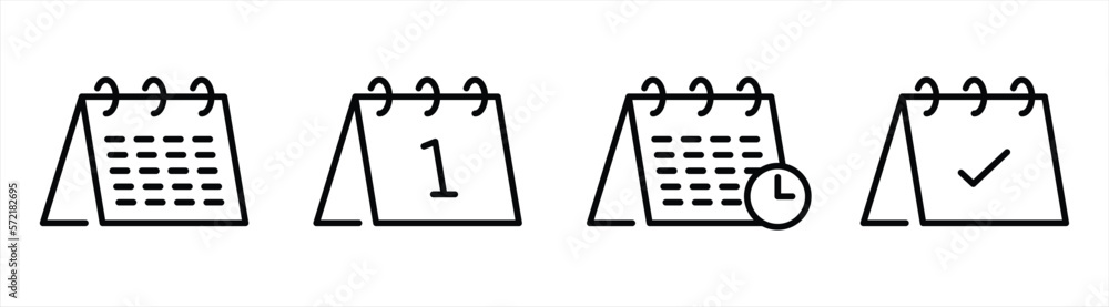 desk calendar icon set. deadline calendar icon symbol sign collections ...