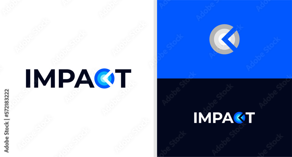 IMPACT LOOGO WORDMARK RADAR NEGATIVE SPACE EDITABLE Stock Vector ...