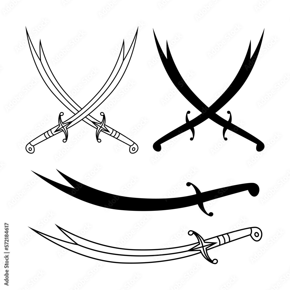arabic sword illustration. middle eastern army weapons Islamic sword ...