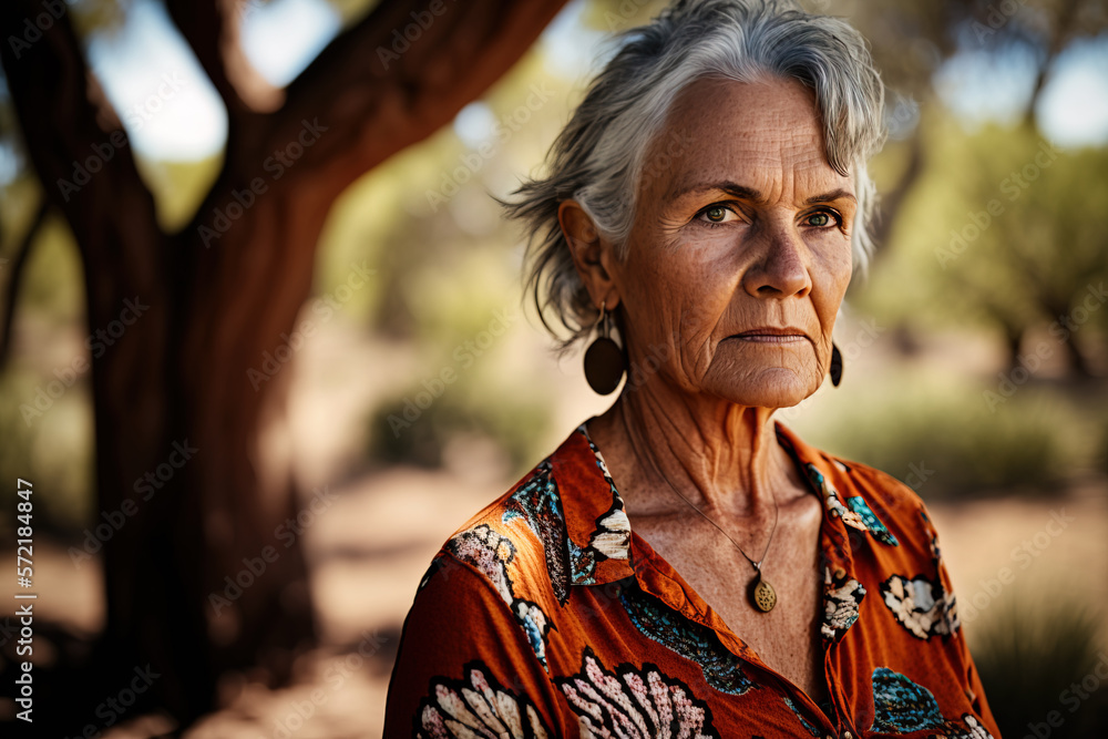 Portrait of an Alice Springs woman in the Australian outback ...