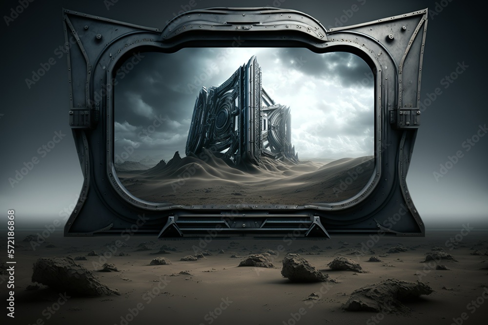 Retrofuturistic vintage television screen sci-fi cyberpunk design for ...