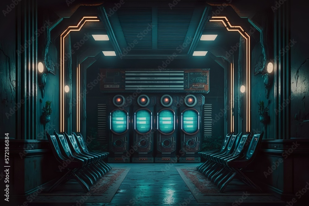 Vintage victorian style sci-fi futuristic art deco theater stage arcade ...