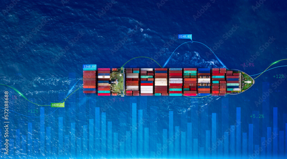 Container cargo ship global business logistics import export freight ...