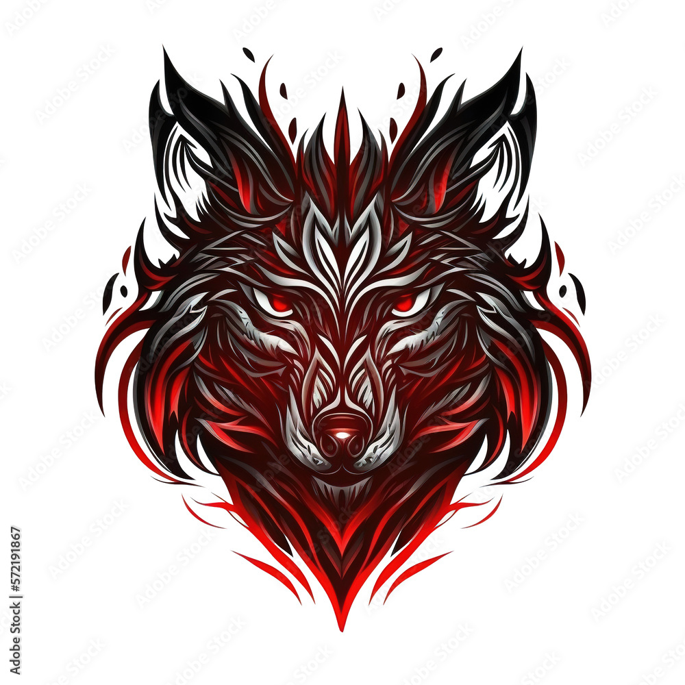 a wolf head flat logo illustration on transparent background Stock ...