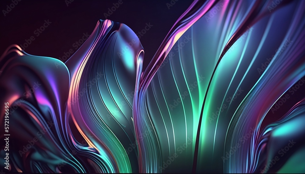 Abstract fluid iridescent holographic neon curved wave in motion ...