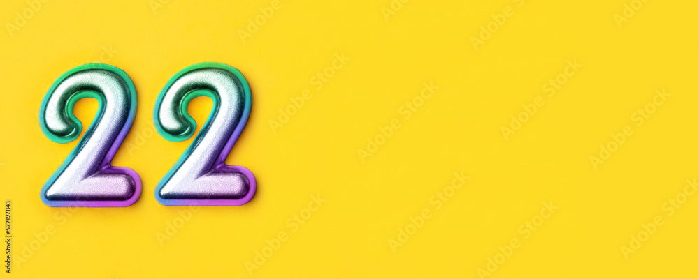 22 years celebration. Banner with birthday greetings. Multi colored ...