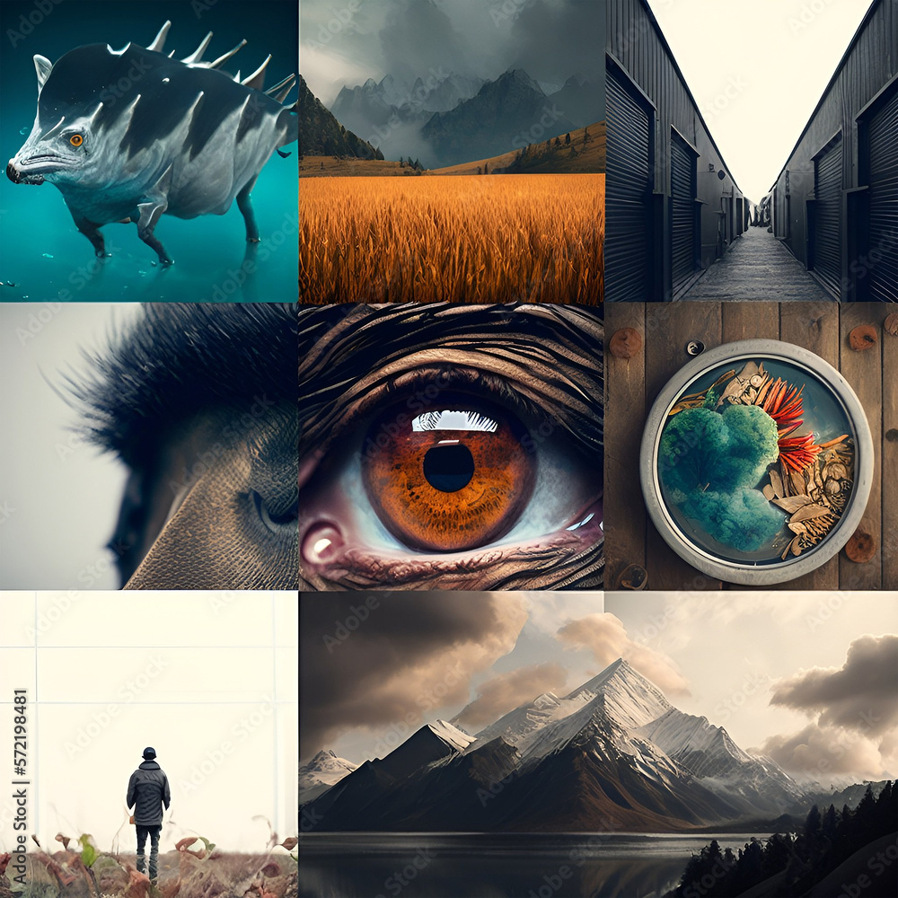 Strange worlds of artificial intelligence. Fantasy and reality. Surreal ...