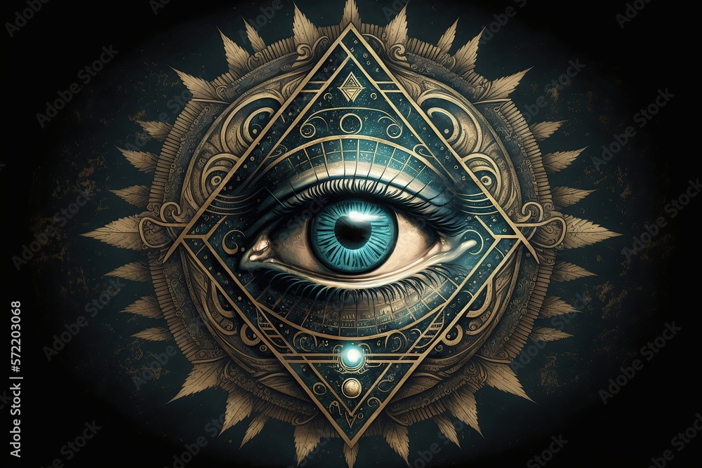All seeing eye in sacred geometry triangle, masonry and illuminati ...