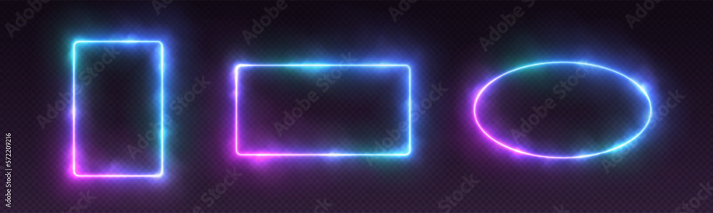 Neon frames with smoke, gradient glowing borders with fog, futuristic ...