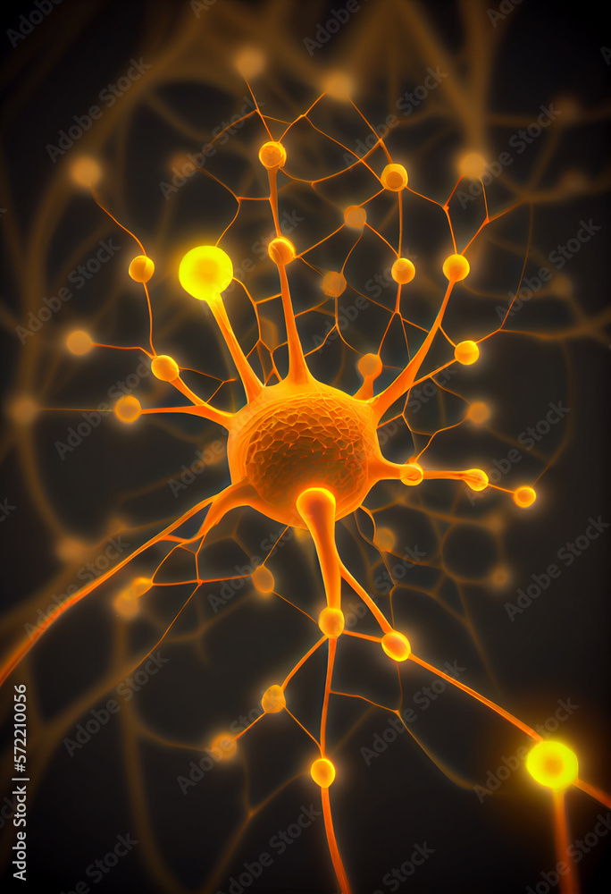 Connecting nerve cells that emit a orange light. The notion of an ...