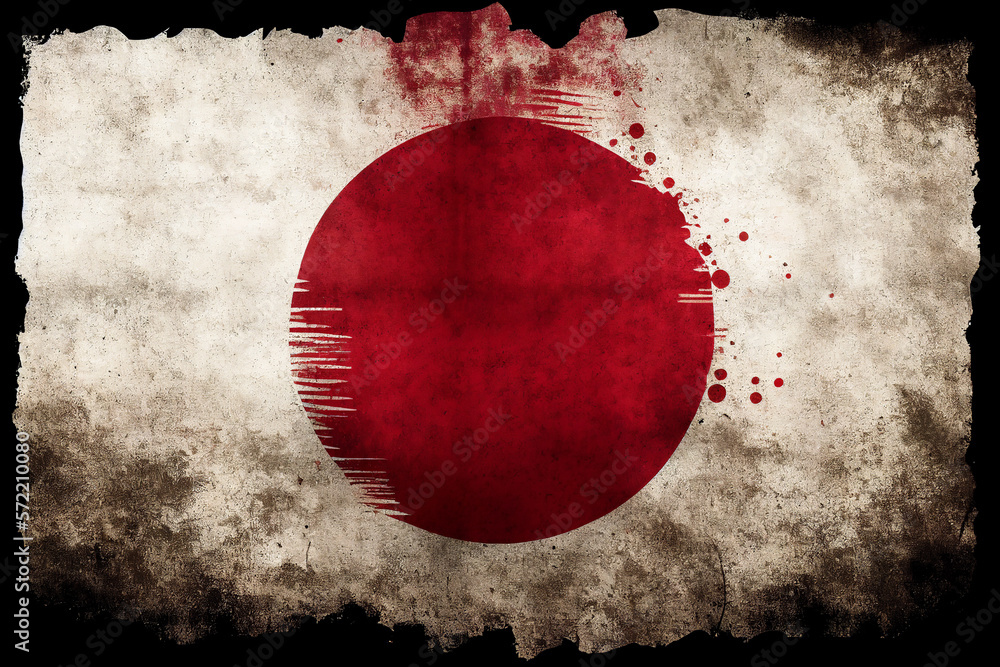 National flag of Japan background with a distressed vintage weathered ...