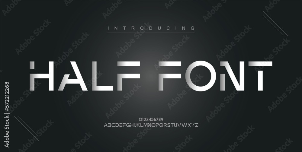 Half Font digital modern alphabet new font. Creative abstract urban ...