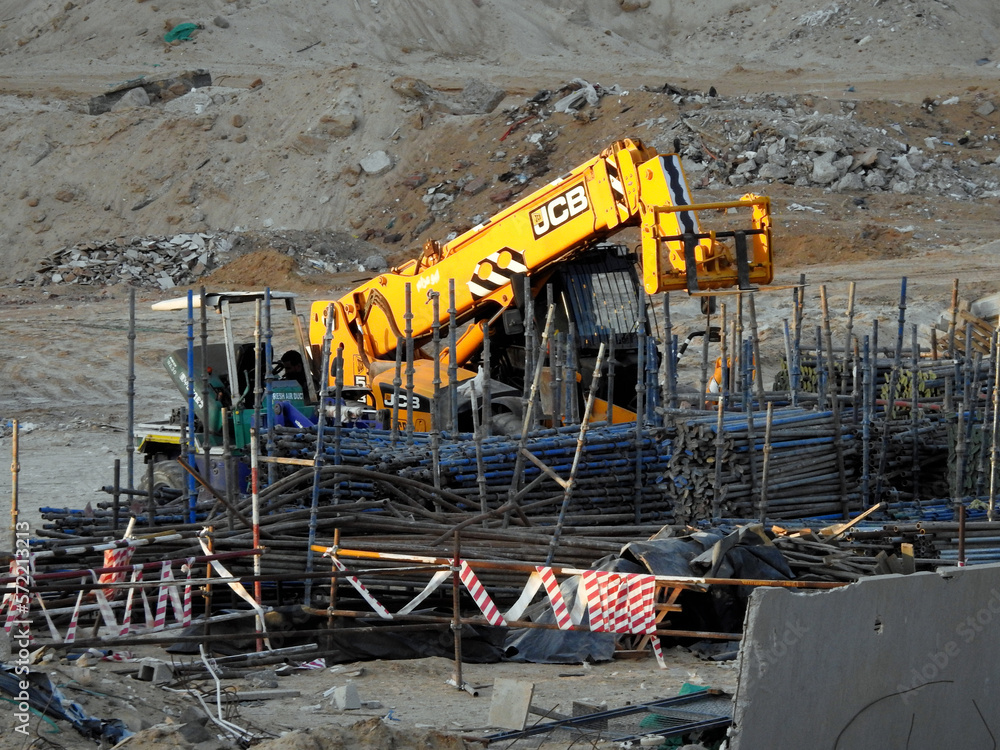 Giza, Egypt, February 4 2023: A construction site of new high rise in ...