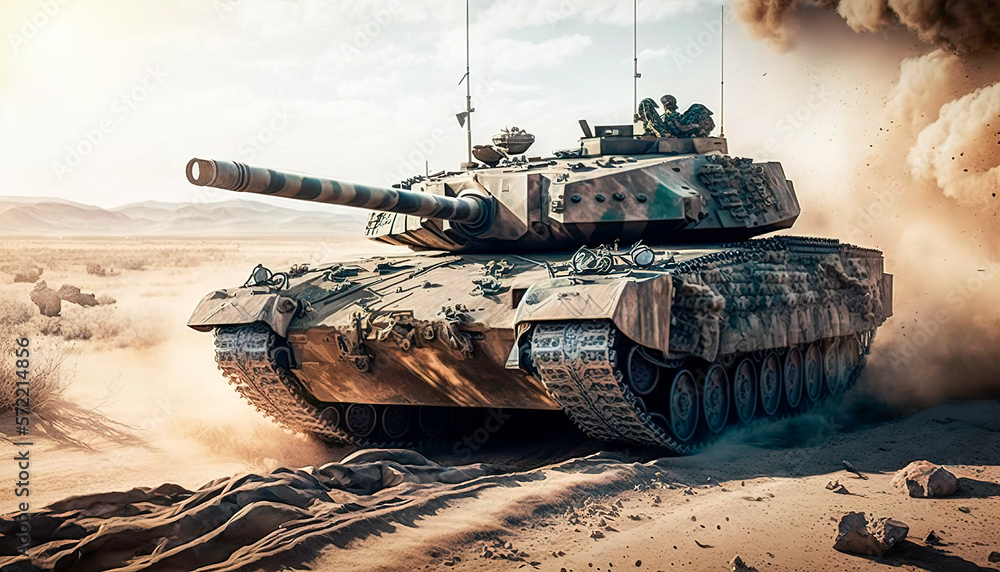 leopard tank in action. Created with generative artificial intelligence ...