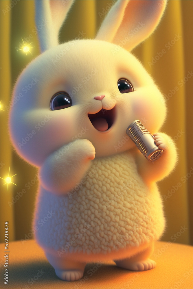 cartoon bunny singing into a microphone. generative ai. Stock ...