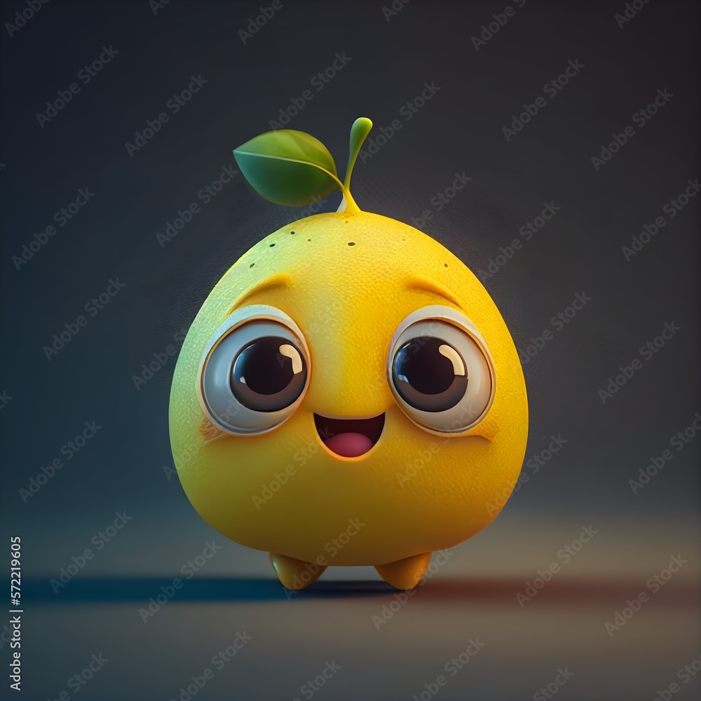 A lemon fruit emoji character with a cheerful smile and big, lovable ...