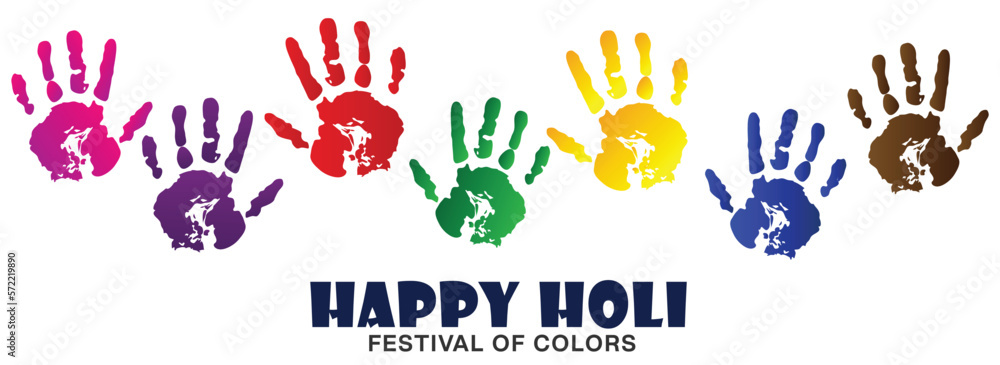 Colorful Handprints for happy holi festival, Holi Greeting Card, Cover ...