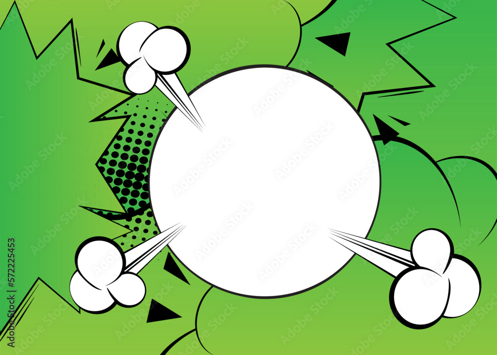 Blank Circle shape on Green pop art comics Background Illustration ...