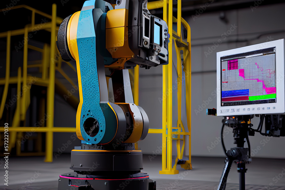 Surveying robot and 3D scan with automated machinery. Generative Ai ...