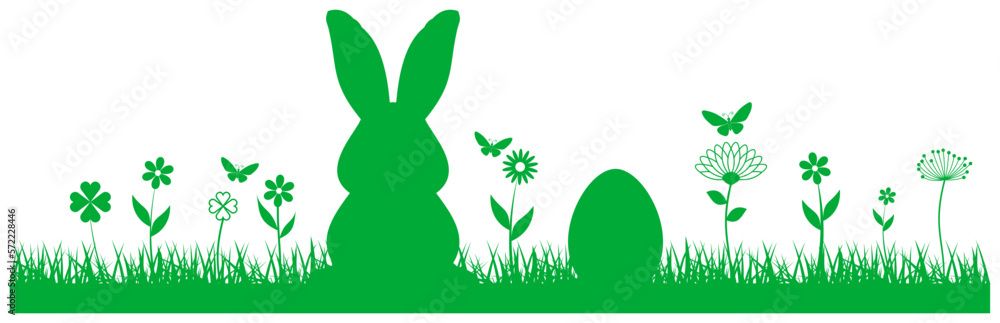 Oster Silhouette Vektor in Grün. Oster Dekoration mit Osterhase ...