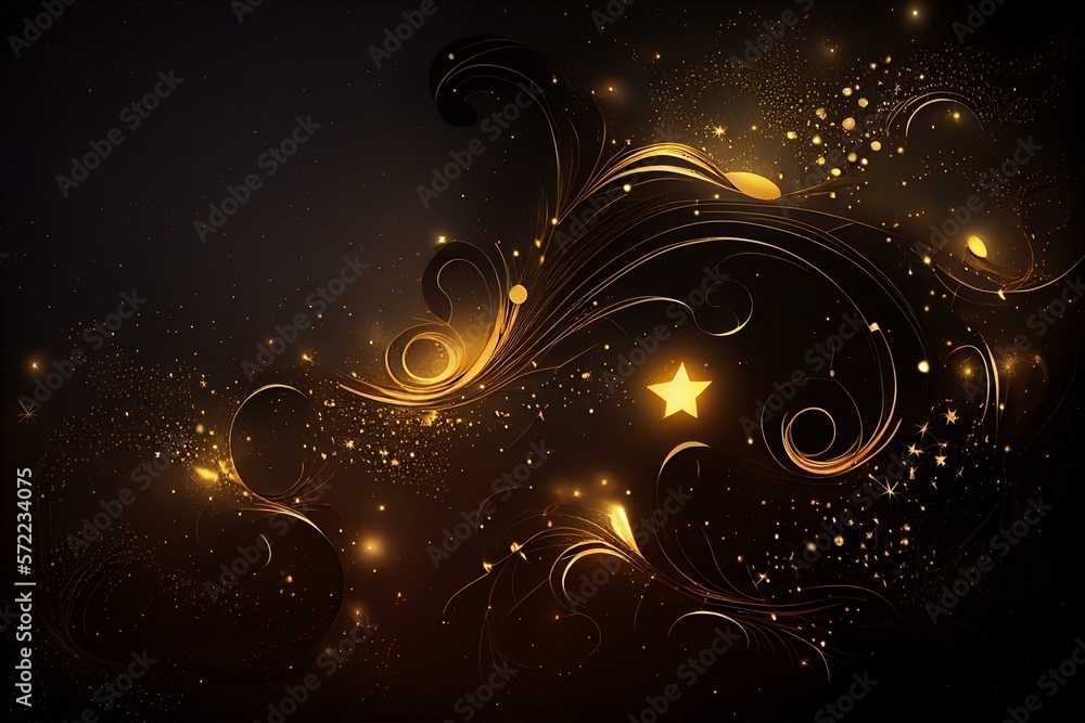 wallpaper, starry night, golden elements, dark smooth background AI ...