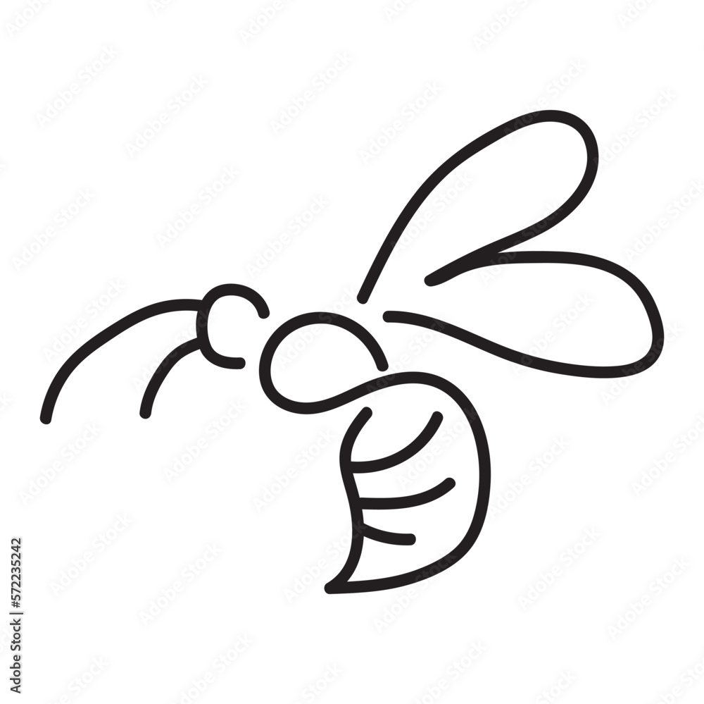 Bee line art clipart, Linear of doodle bees Vector illustration ...