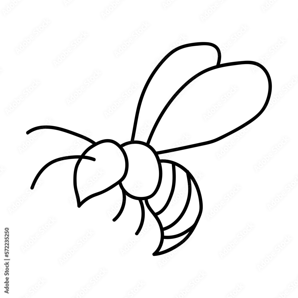 Bee line art clipart, Linear of doodle bees Vector illustration ...