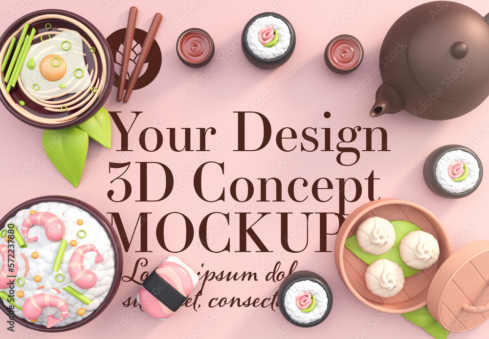 Japanese Food Concept Mockup Stock Template | Adobe Stock
