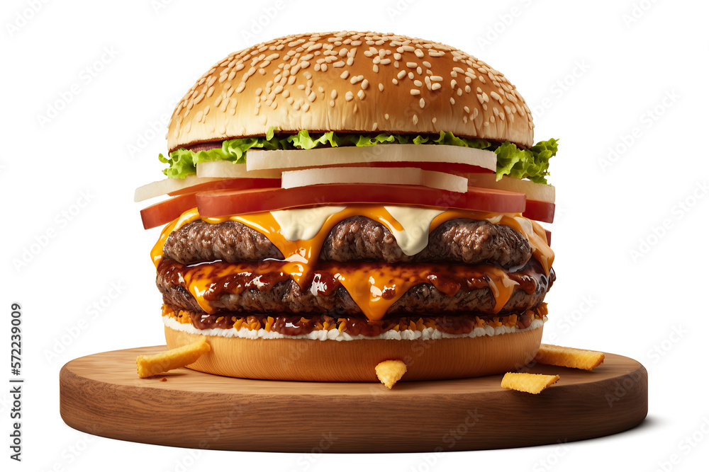 Beef Burger on a Transparent Background - Generative AI Stock ...