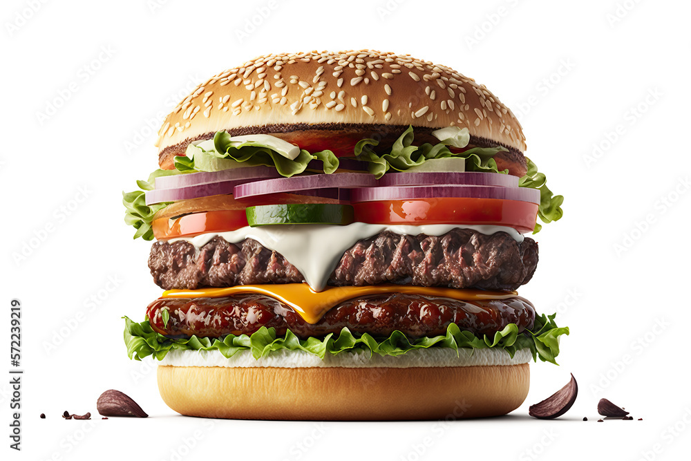 Beef Burger on a Transparent Background - Generative AI Stock ...