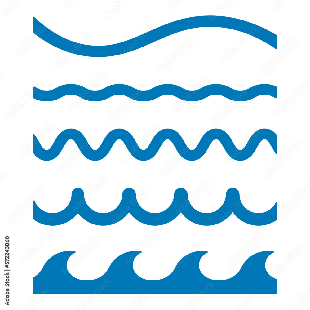 Wave set vector design for any purposes. Line logo ocean, sea, water ...