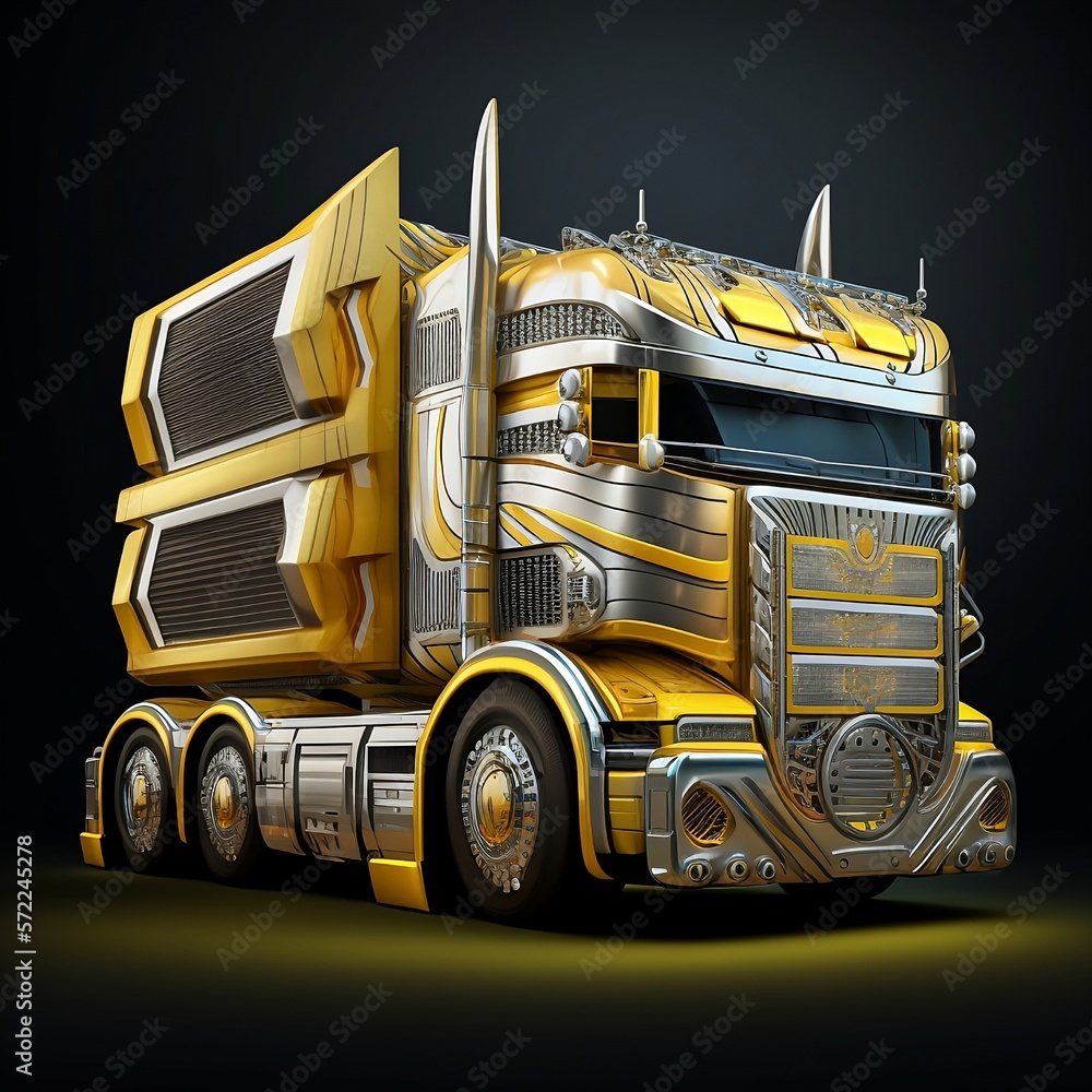 Future of autonomus cargo transportation, AV cargo truck. metallic ...