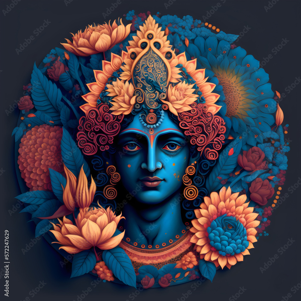 Hindu God Shree Krishna Painting (symbol of Devine Love). Smiling Lord ... Hindu God Shree Krishna Painting (symbol of Devine Love). Smiling Lord ...