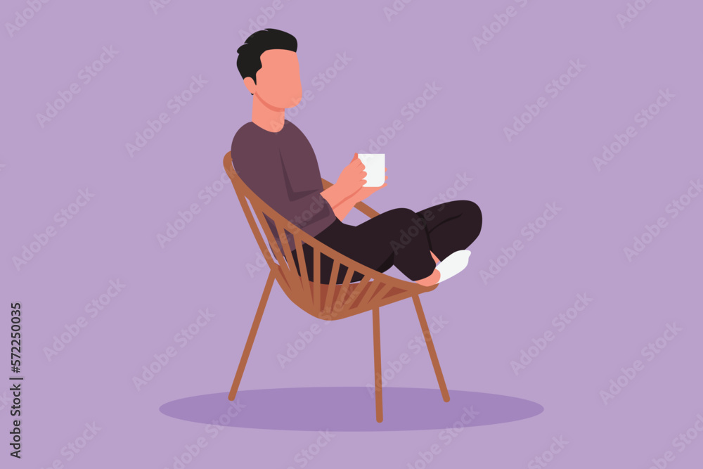 Man Sitting In Chair Side Drawing