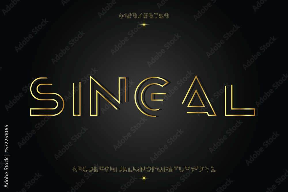 Singal elegant golden alphabet letters font set. classic custom gold ...