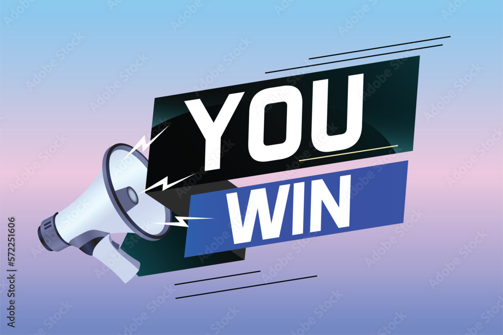 You win word concept vector illustration with megaphone and 3d style ...