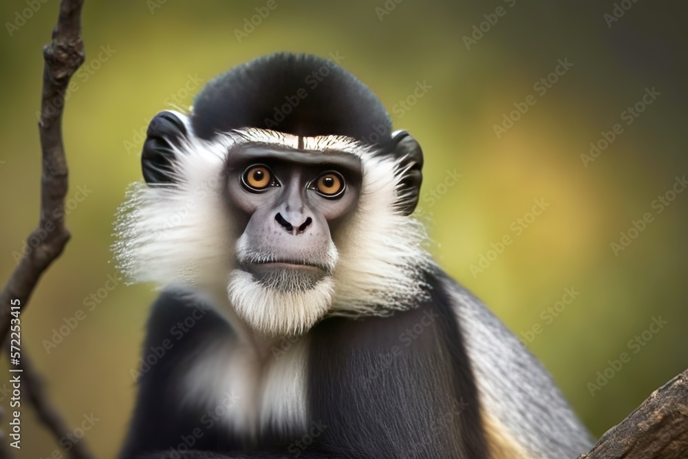 Sykes' monkey (Cercopithecus albogularis), also known as the white ...