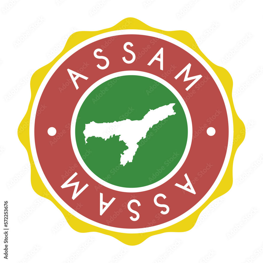 Assam, India Badge Map Vector Seal Vector Sign. National Symbol Country ...
