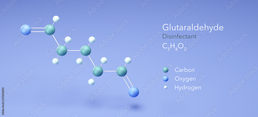 glutaraldehyde molecule, molecular structures, disinfectant, 3d model ...