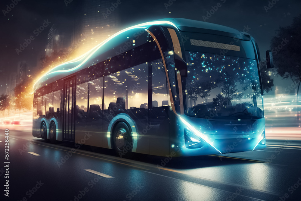 Future of urban autonomous mobility city bus. Public transport ...