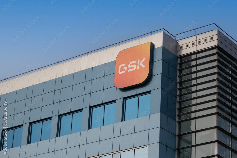 Poznan, Poland - February 16, 2023 The Glaxosmithkline headquarters office building in Poznan ...