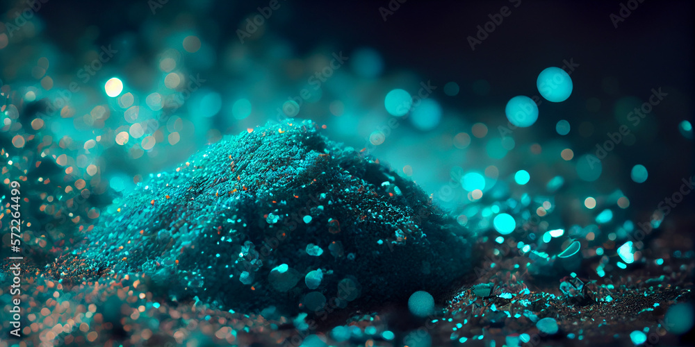 Turquoise background with bokeh effect luxury sparks. Design element ...