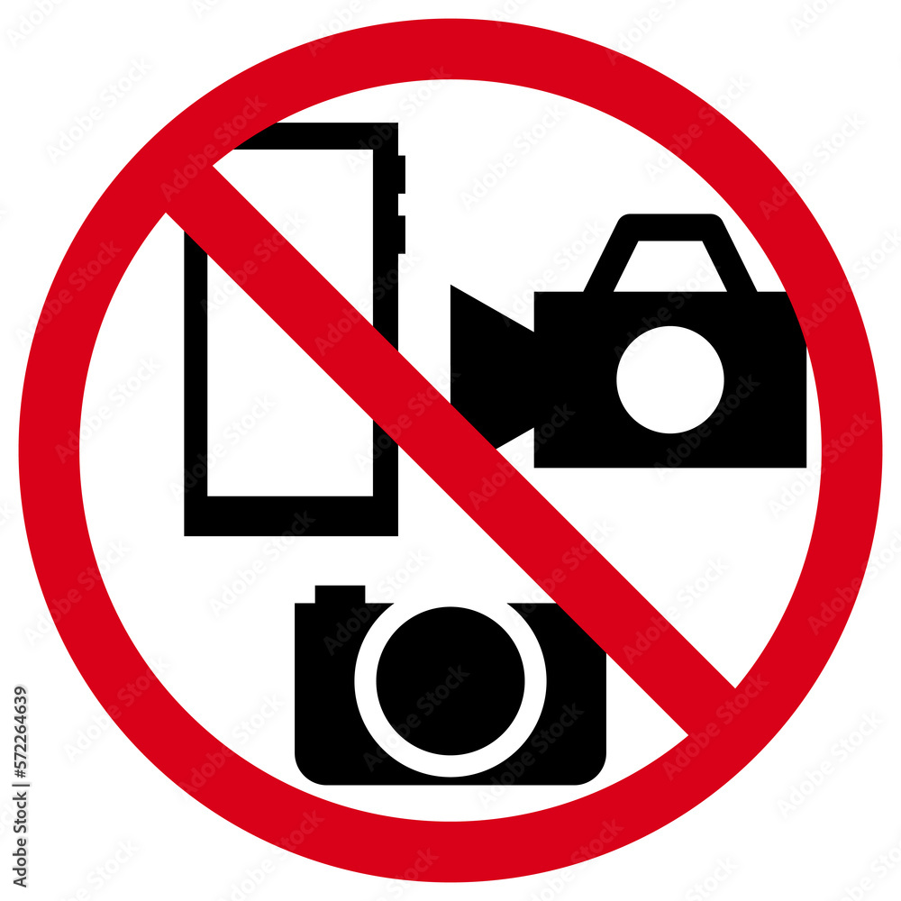 No taking video or photo icon, no use of mobile phone, camera or video ...