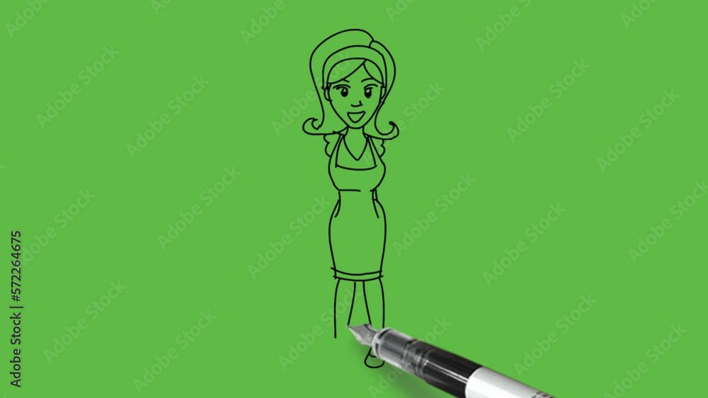 Draw young character girl hold both hands thumbs up liking sign ...