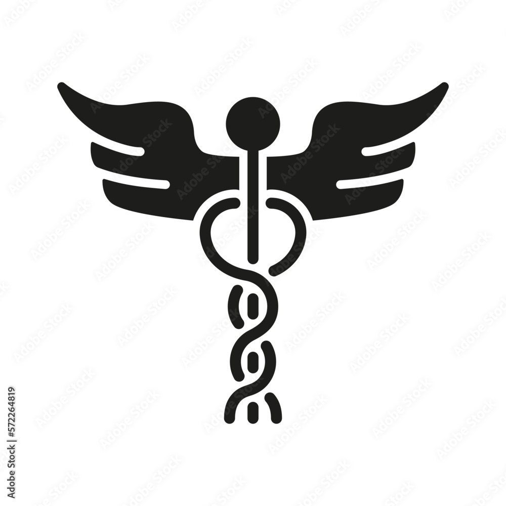 Caduceus Medical Sign. Pharmaceutical Healthcare Silhouette Icon. Glyph ...