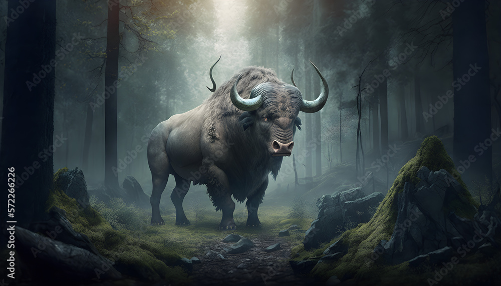 Fantasy monster bull created with Generative AI Technology ilustración ...