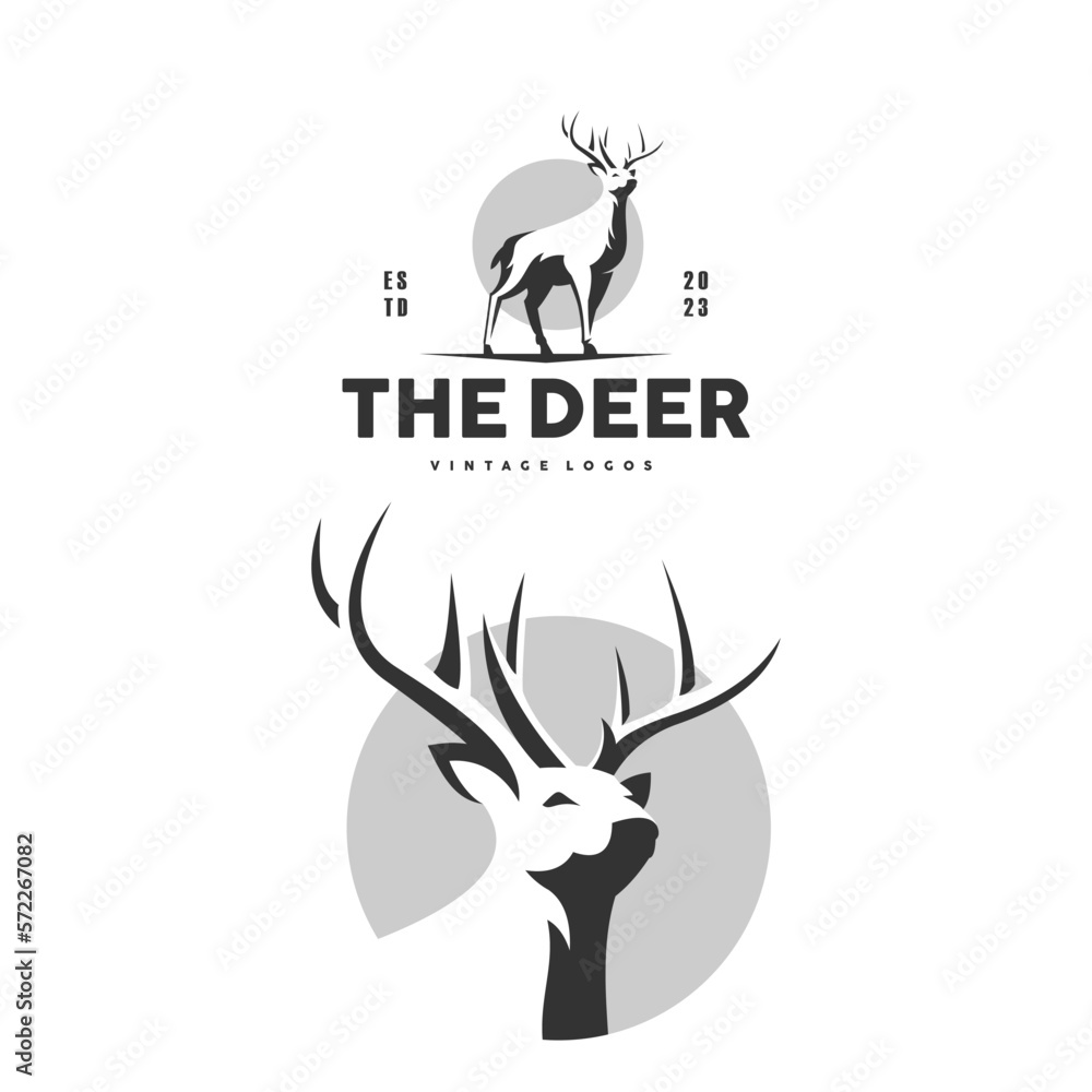 deer logo design inspiration white background Stock Vector | Adobe Stock
